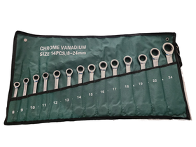 14-piece Chrome Vanadium Ratchet spanner set, sizes 8mm to 24mm | Shop Today. Get it Tomorrow ...