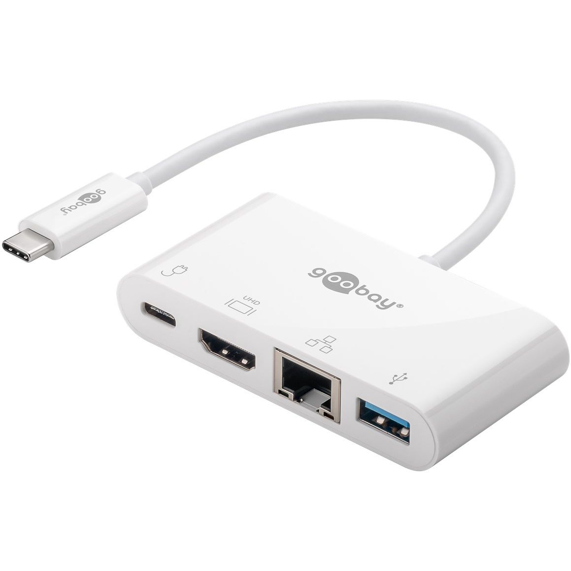 Goobay USB-C Multiport Adapter (HDMI + Ethernet, PD) - White | Shop ...