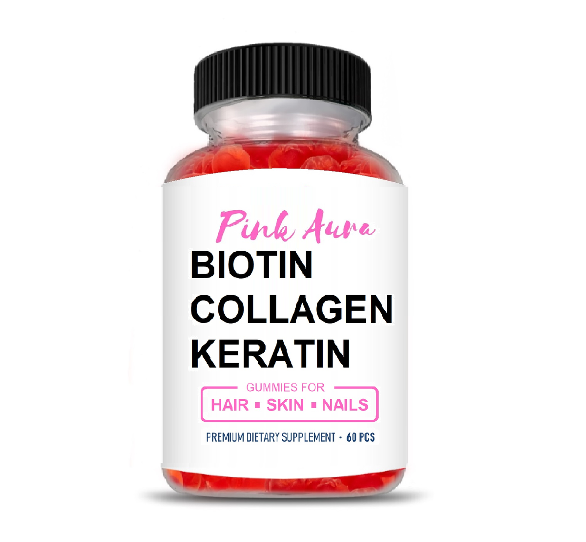 Pink Aura Biotin, Collagen & Keratin Hair Skin Nails Gummies | Shop ...