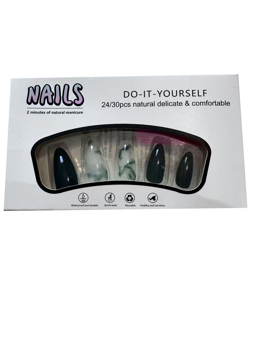 BZ1343 Handmade Press-on Nails Small Size & Color All-in One 24-Piece ...