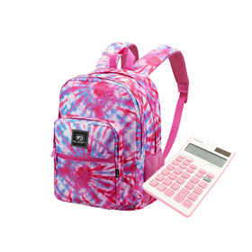 Sharp Twin Power Calculator and Quest Bobby 27L Tie-Dye Pink Backpack ...