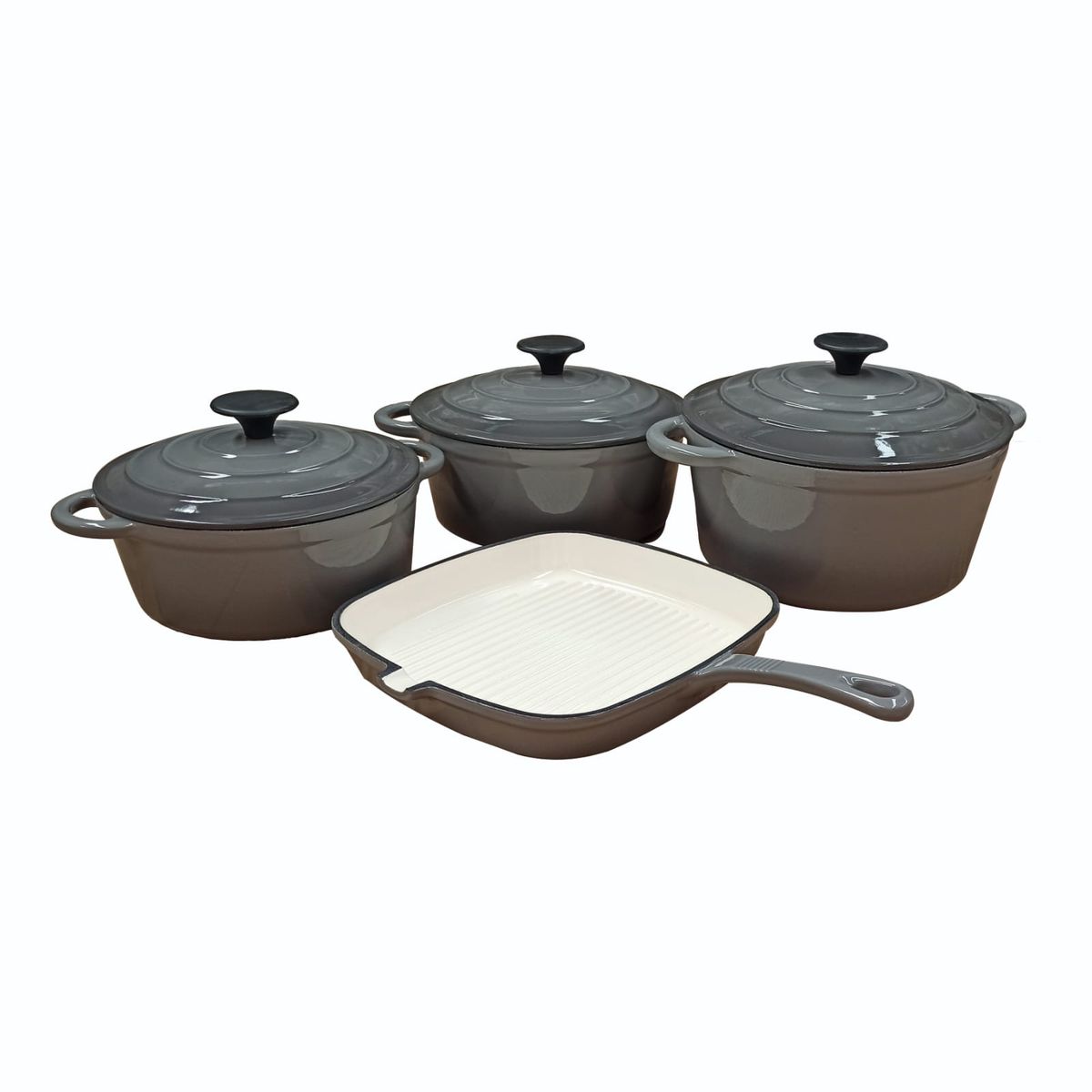 Rainbow 7 Piece Enamel Cast Iron Cookware Pot Set - Grey | Shop Today ...