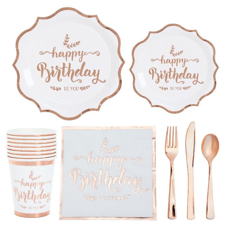 iKids Birthday Party Tableware - Rose Gold 16 Guests | Shop Today. Get ...