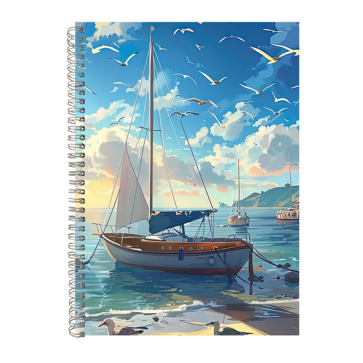Perfection A4 Notebook Spiral and Lined with Boats Graphic Notepad Gift ...