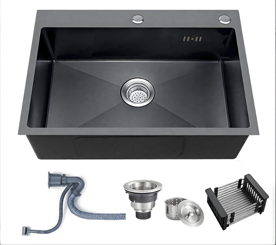 Single Bowl Stainless Steel Kitchen Sink with Clog-Free Drain, Deep ...