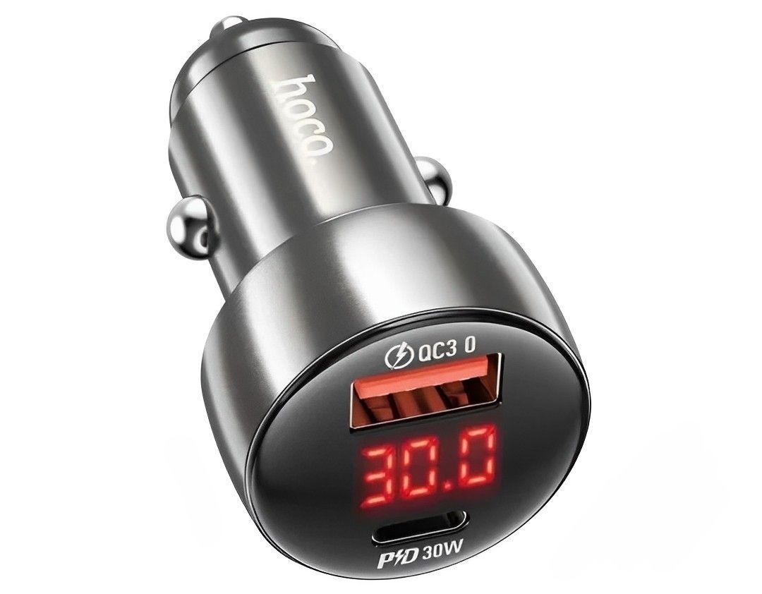 48W Car Charger High Speed USB+TYPE-C 2Port With LED Display Hoco.Z50 ...