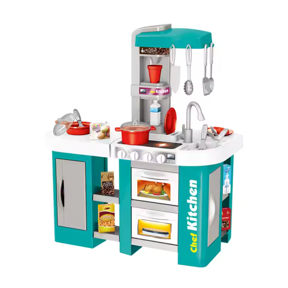 Blue Pretend & Play Kitchen Set with Light & Sound Effects - 53 Pieces ...