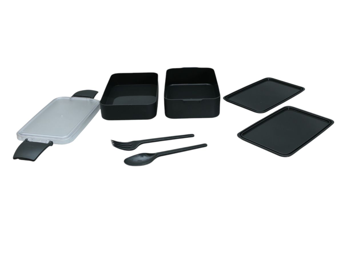 Excellent Houseware 2 Division Lunch Box with Utensils 18.3X10.3X8.6CM ...