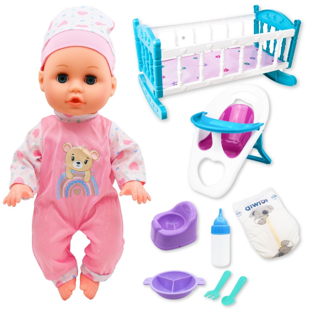TEETO TOYS Nursery Baby Doll and Cot Nursery Playset - Pretend Play ...