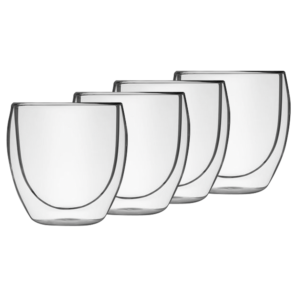 Exquisite Double Walled Borosilicate 350ml Glass Cup - 4 Pack | Shop ...