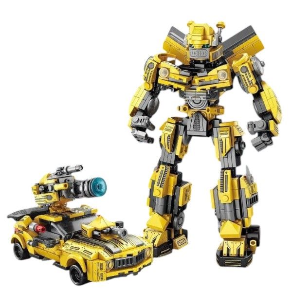 441 Pieces 2-In-1 Mecha Transforming Robot Building Blocks - Yellow ...