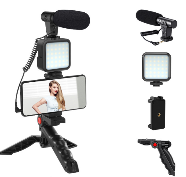 Pack 2 Vlogging Kit with Tripod LED Video Light & Phone Holder Hb ...