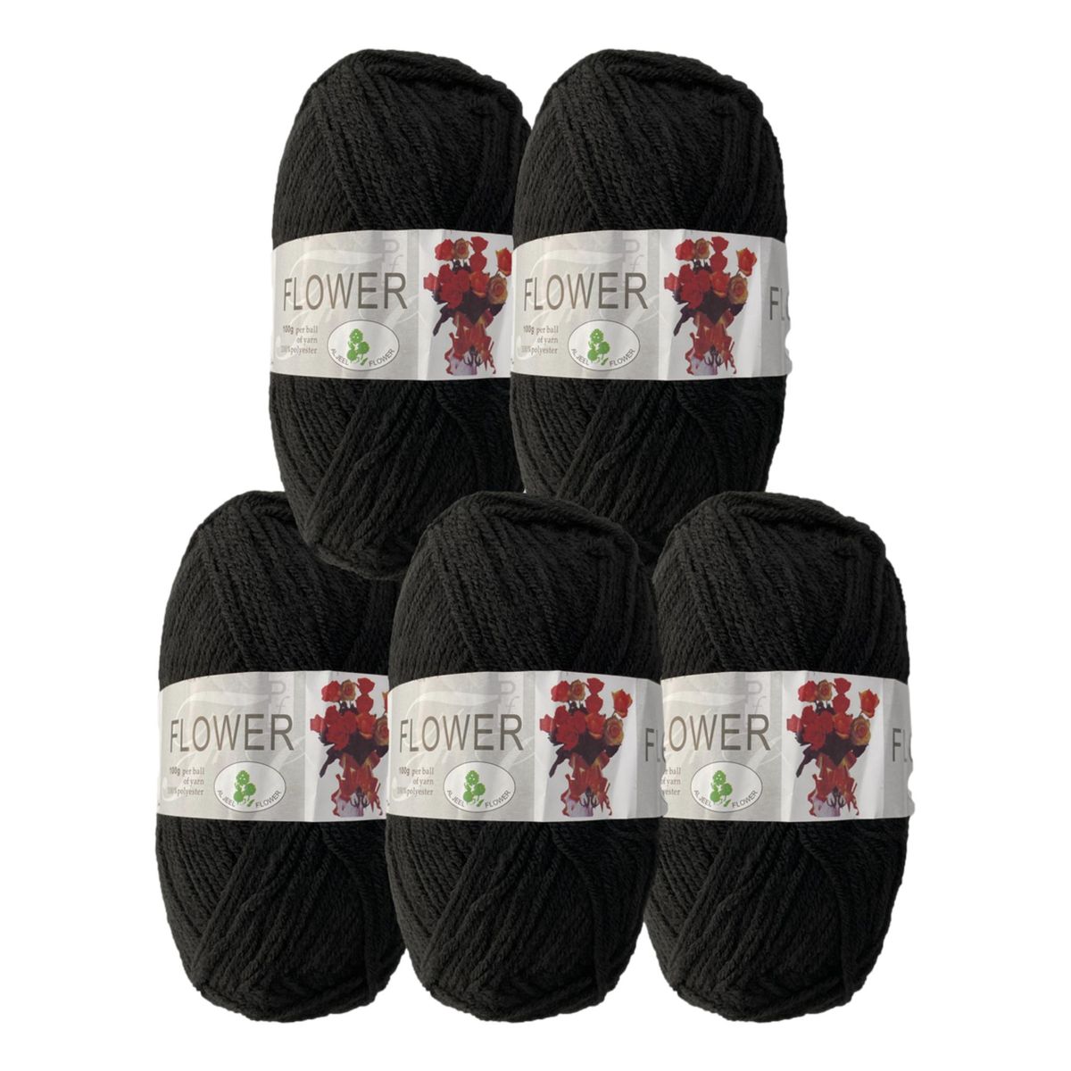 Double Knitting Polyester Yarn 100g (Pack of 5) Black | Shop Today. Get ...