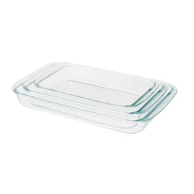Diamond Transparent Rectangular Glass Casserole Dish Set 3 Piece | Shop ...