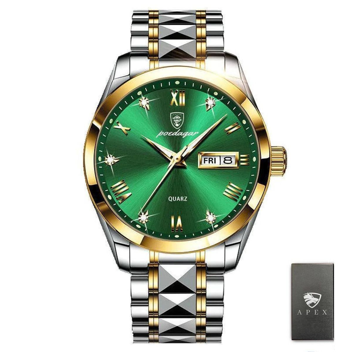 Poedagar - Emarald Green Luxury Men's Watch with Apex Box | Shop Today ...