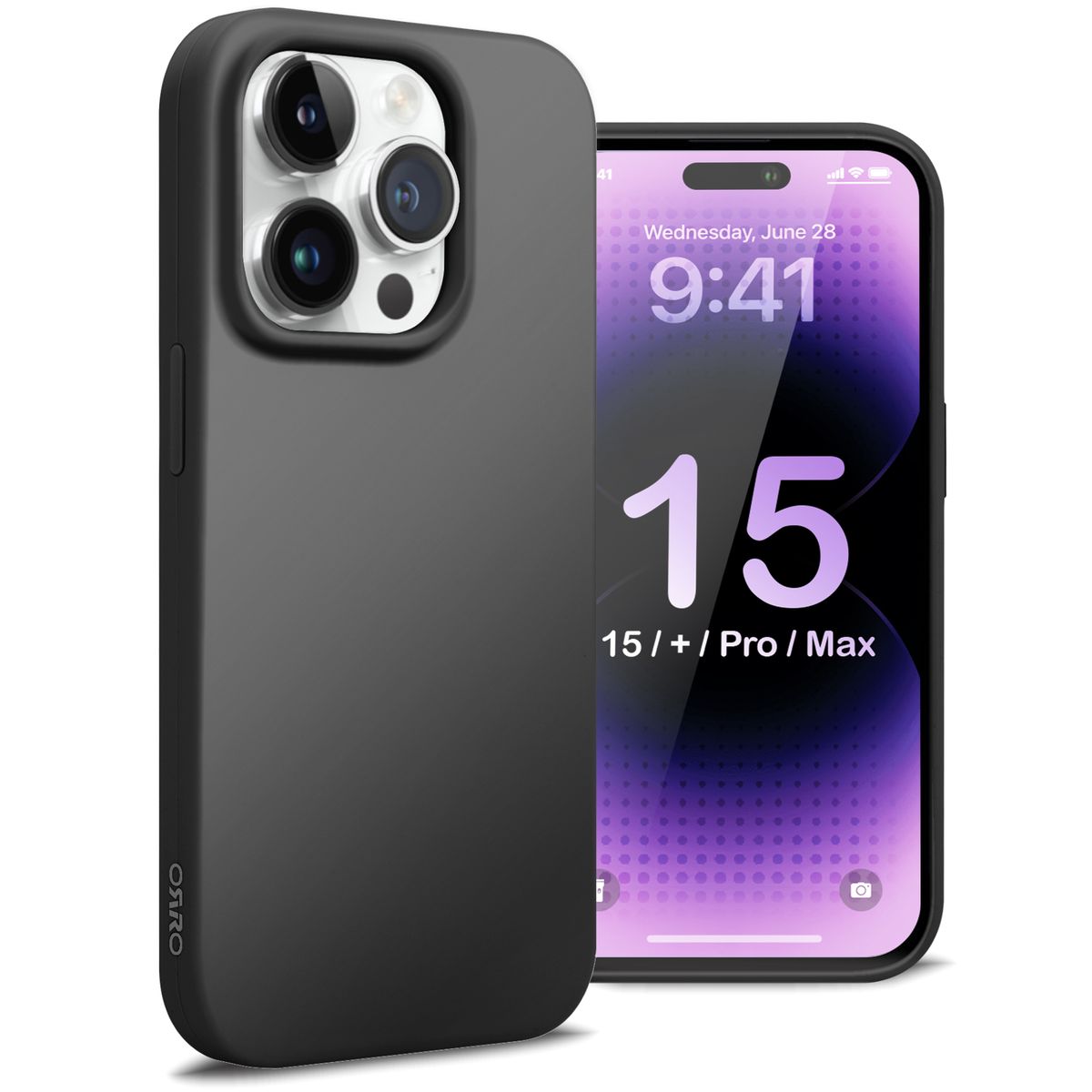 ORRO iPhone 15 Series Case Black Liquid Silicone Grippy Cover 15/+/Pro ...