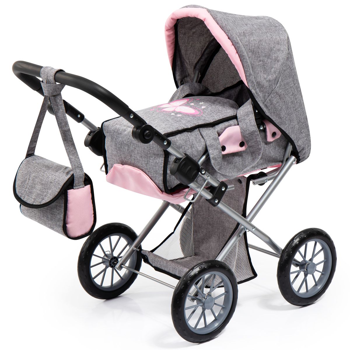 Bayer City Star Dolls Pram - Fairy (Pink/Grey) with shoulder bag(54cm ...