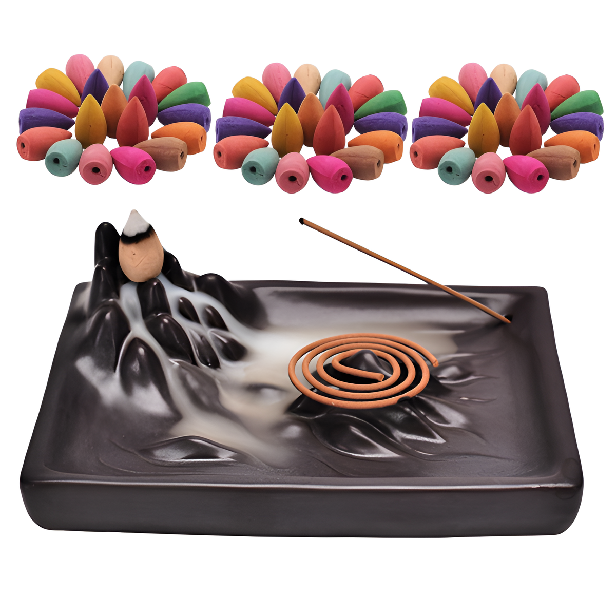 Back Flow Incense Burner + 300 Backflow Incense Cones Ceramic Incense | Shop Today. Get it ...
