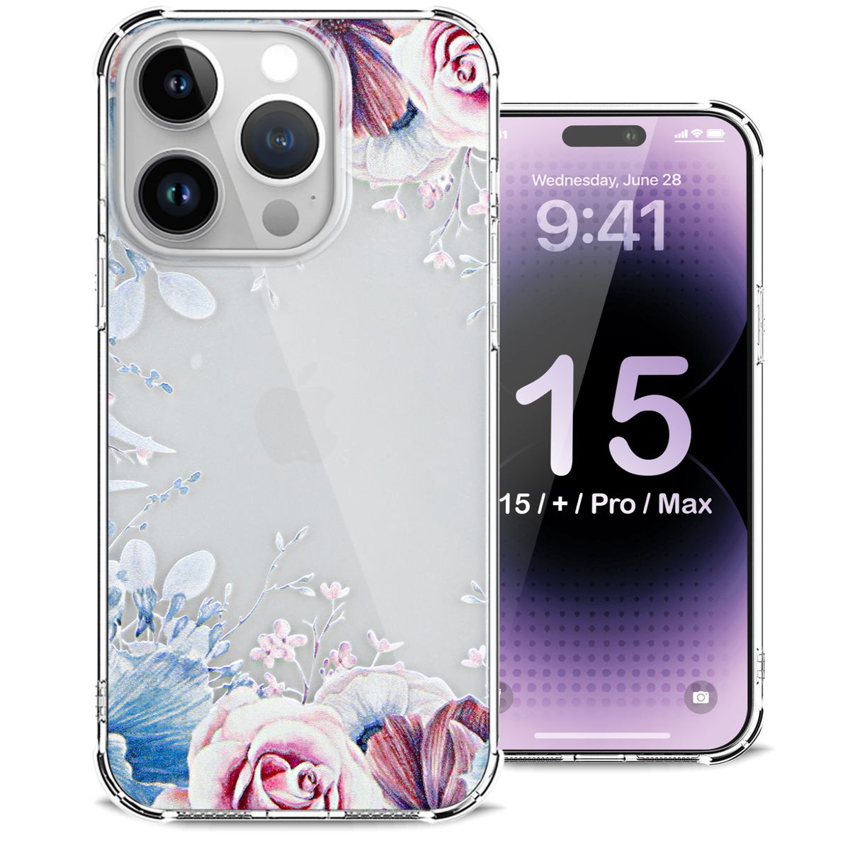 ORRO Fashion Floral Edge Case Cover for iPhone 15 Series 15/Plus/Pro ...