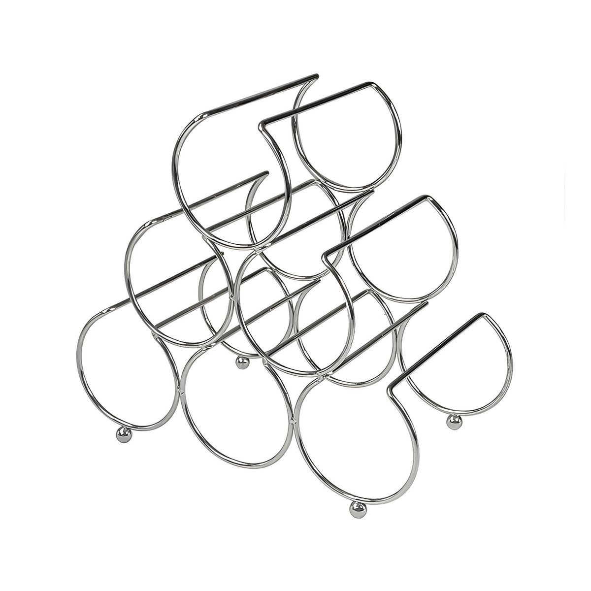 6 Bottle Iron Wine Rack, Pyramid Holder for Countertop Storage - Silver ...