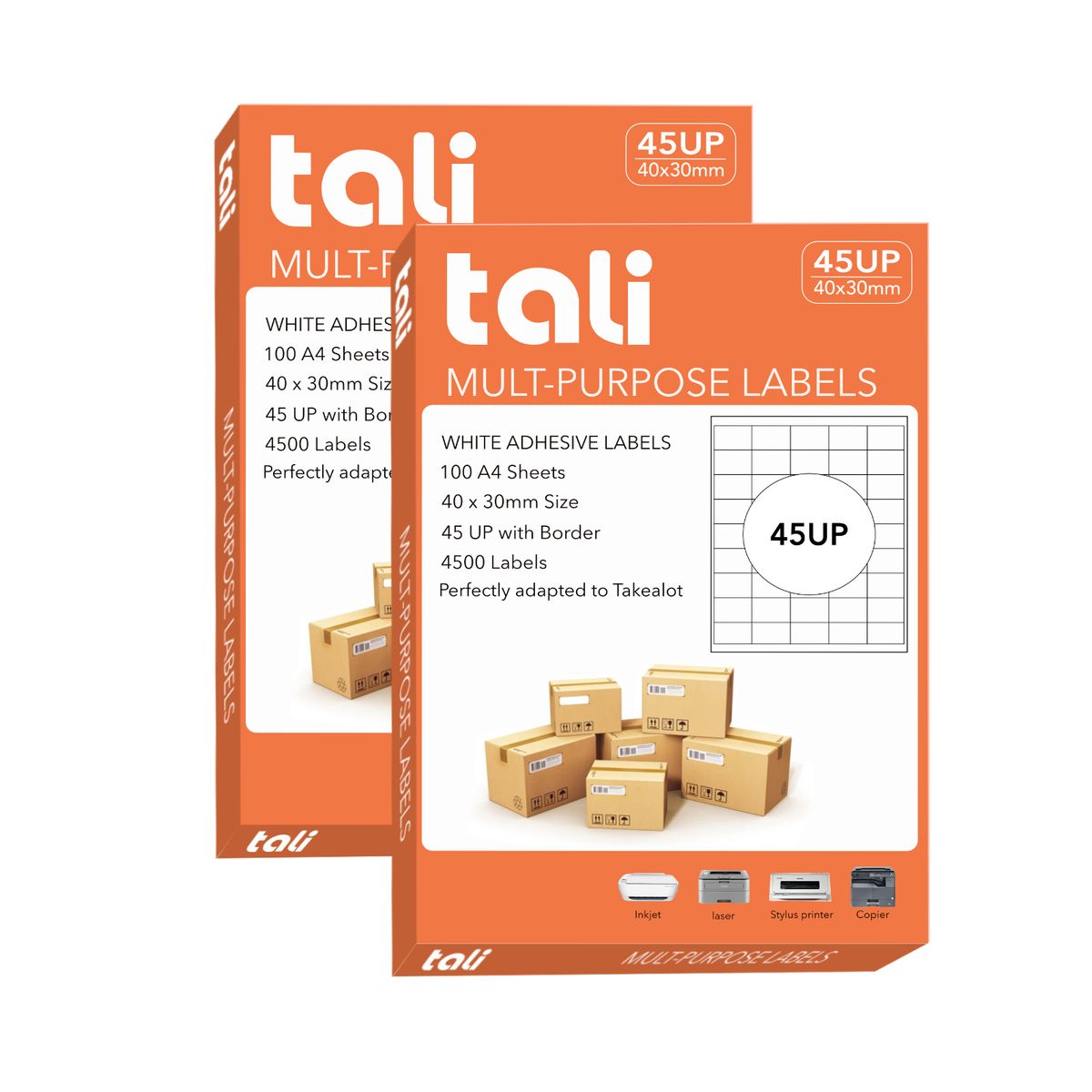 TALI- 45 UP 200 A4 Sheets Barcode Adhesive label printable labels ...