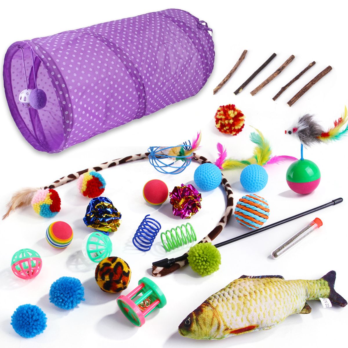 Cat Toys Set Cat Roller Toy with Balls Interactive Kitten Pet Set ...