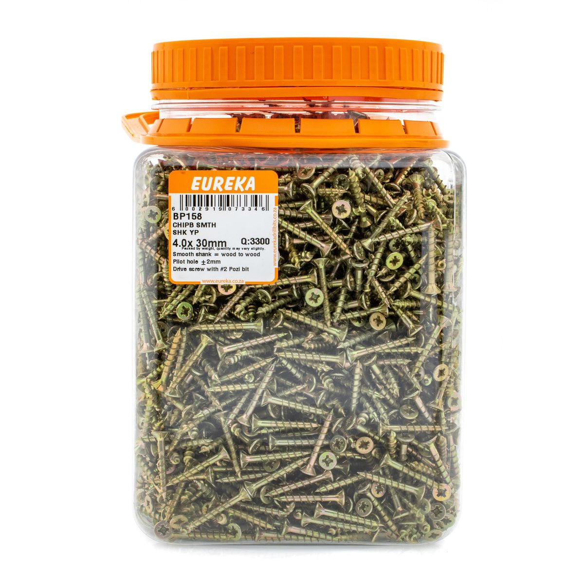 EUREKA Chipboard Screws Full Thread Yellow Zinc 4 x 30mm Q:3300 BP158 ...