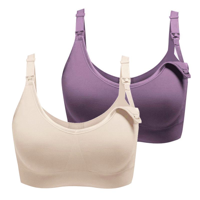Ultra-Soft Nursing Bra - Unicoo - Value Pack of 2 Bras - Beige & Purple ...