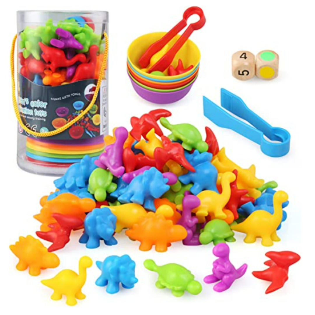 Rainbow Counting Dinosaur Set-Color Sorting Math Toys with Matching ... Rainbow Counting Dinosaur Set-Color Sorting Math Toys with Matching ...