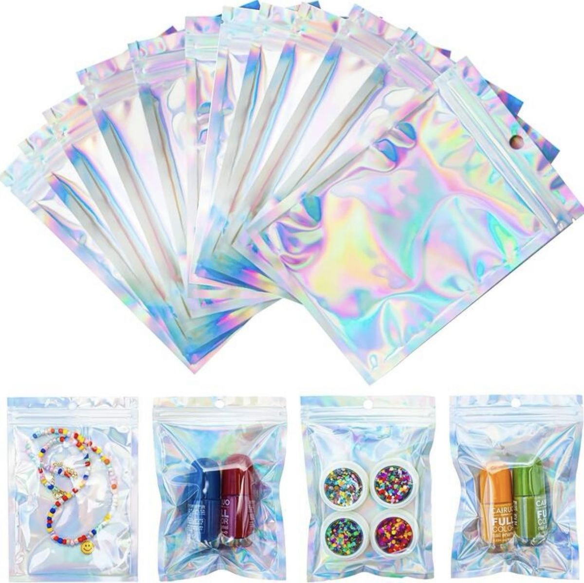 100 Piece Small Holographic Reseable Mylar Bags | Shop Today. Get it ...