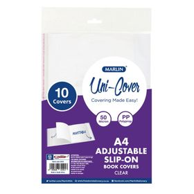 Marlin 10 Piece Adjustable A4 Plastic Slip On Clear Covers (50 Micron ...