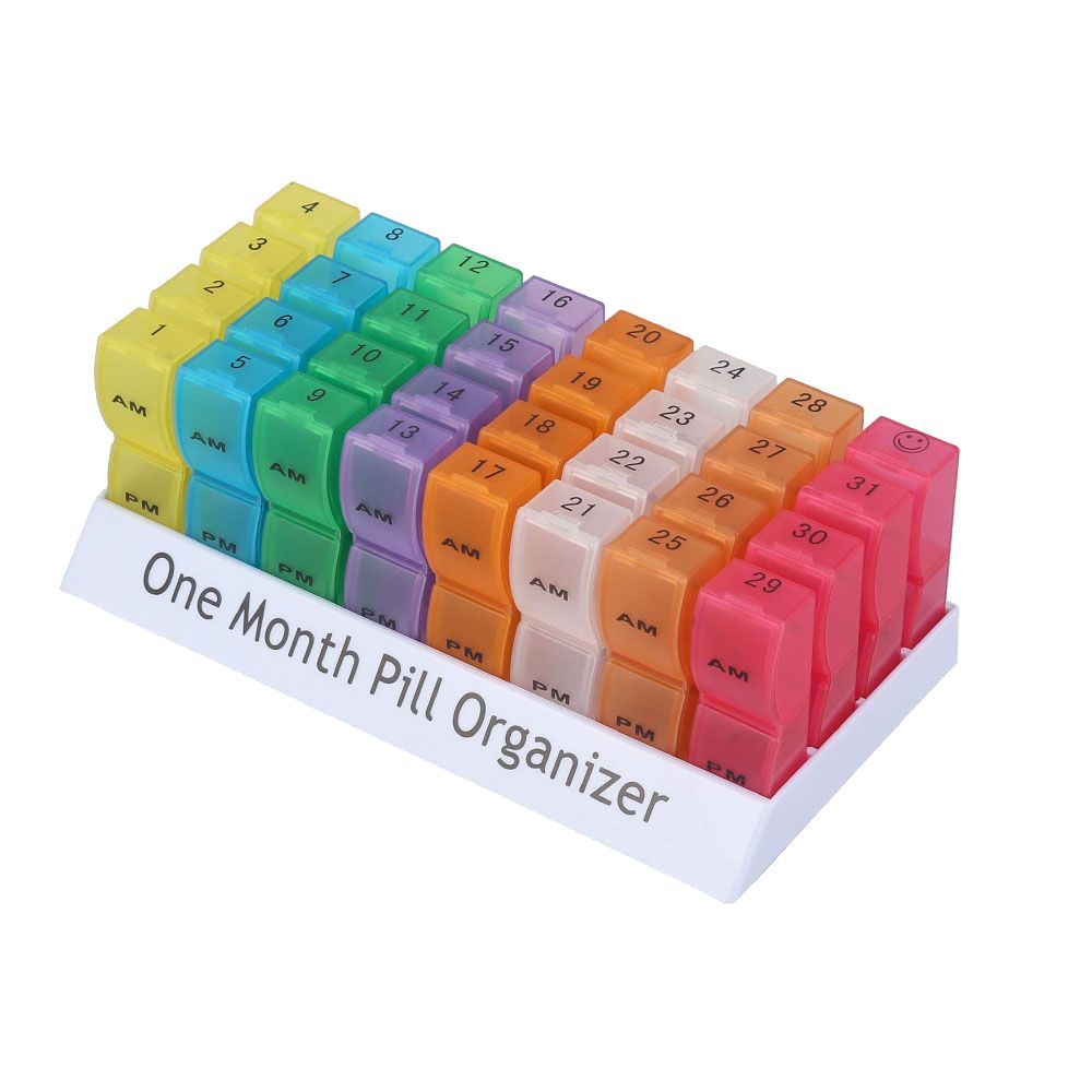 Portable 32 Compartments AM/PM Monthly Pill Organizer Box | Shop Today ...