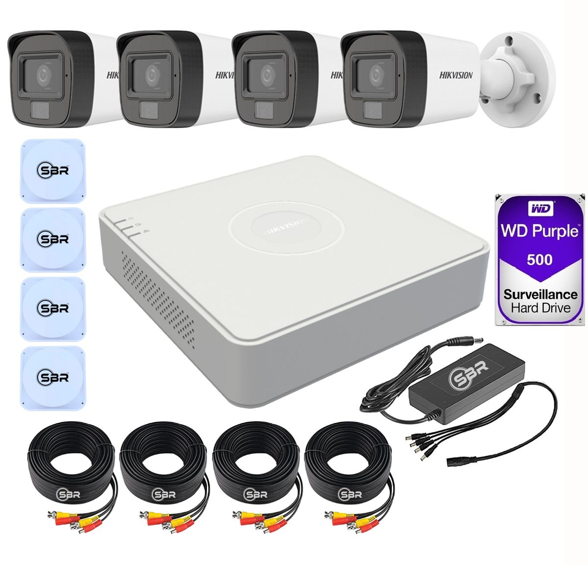 Hikvision 8CH DVR & 4 Cameras Smart Hybrid Light Kit -500GB- New SBR ...