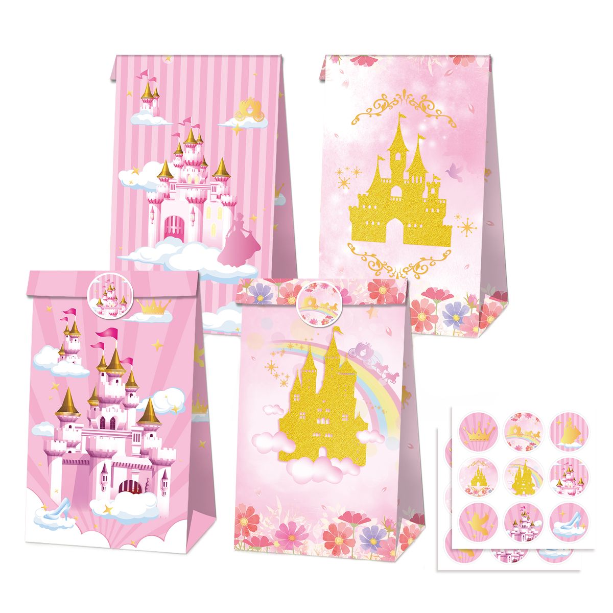 Party Favor Bags with Stickers - Princess Castle Theme (12 Bags) | Shop ...