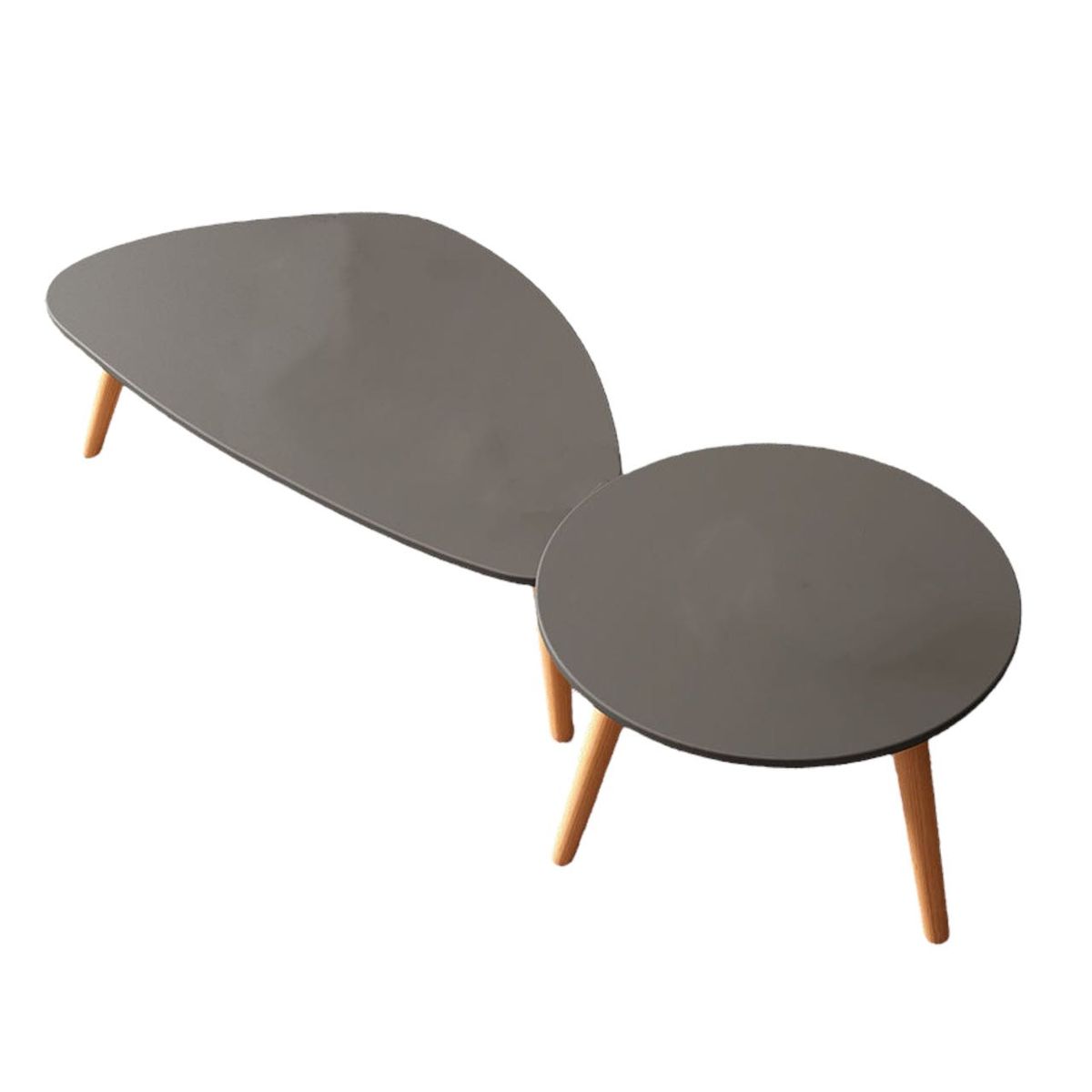 Modern Grey Nesting Coffee End Tables - 2 Pieces - Round and Oval ... Modern Grey Nesting Coffee End Tables - 2 Pieces - Round and Oval ...