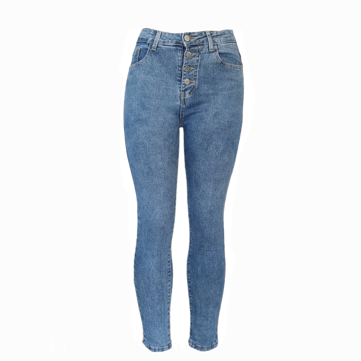 Ladies Blue Fitted Button down Skinny Jeans | Shop Today. Get it ...