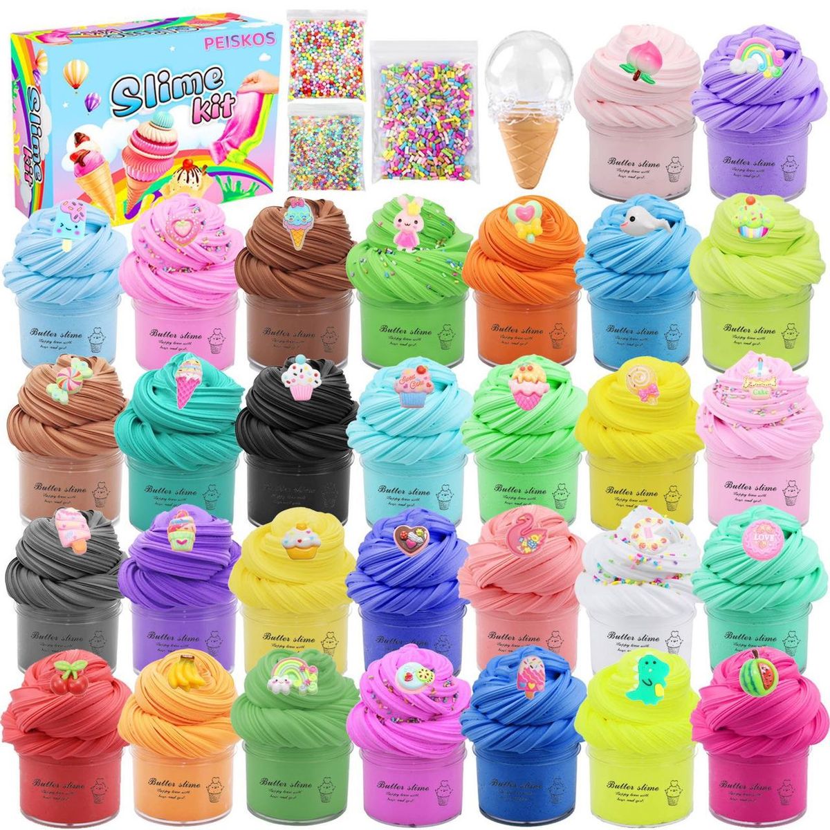 PEISKOS 34 Pieces DIY Scented Mini Butter Slime Kit for Kids Age 6 ...