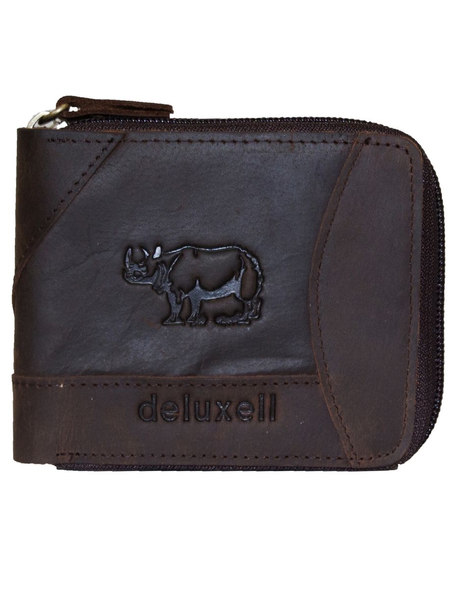 Deluxell GX-W322 Genuine Leather Bifold Rhino Zip Around Wallet with ...