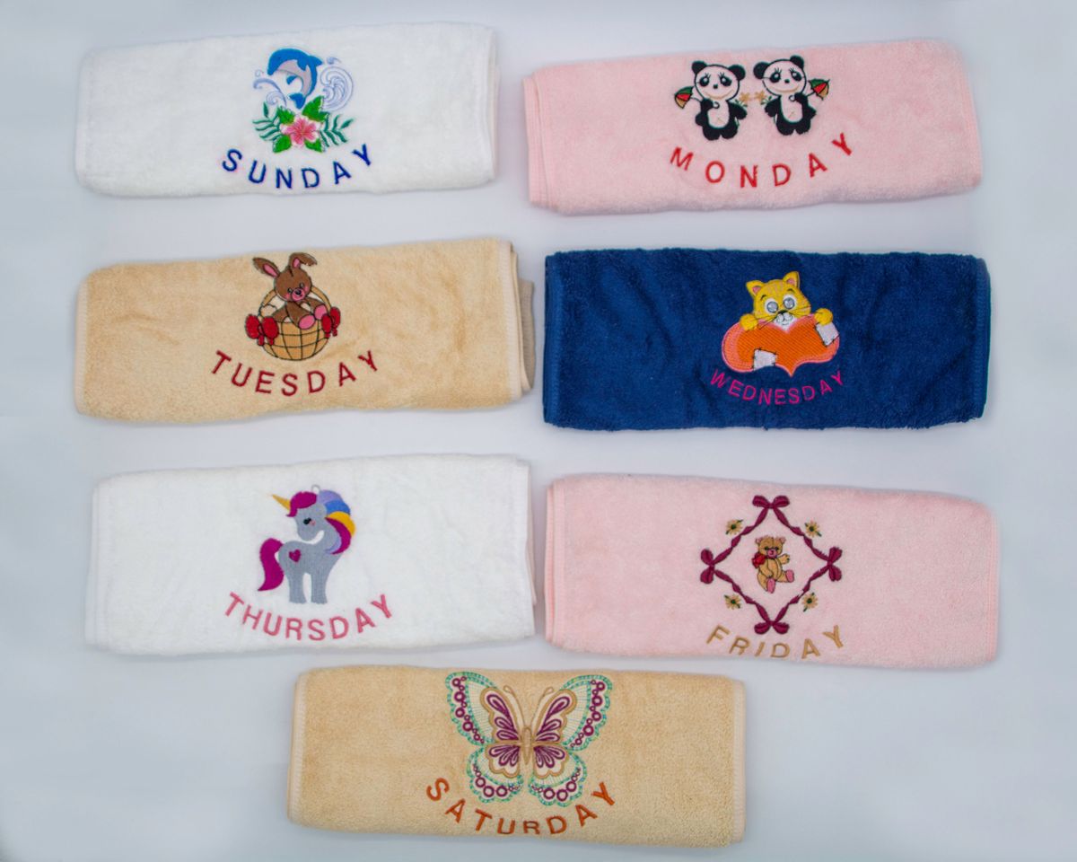 Seven Days Of The Week Embroidered Guest Towels Set Buy Online In 