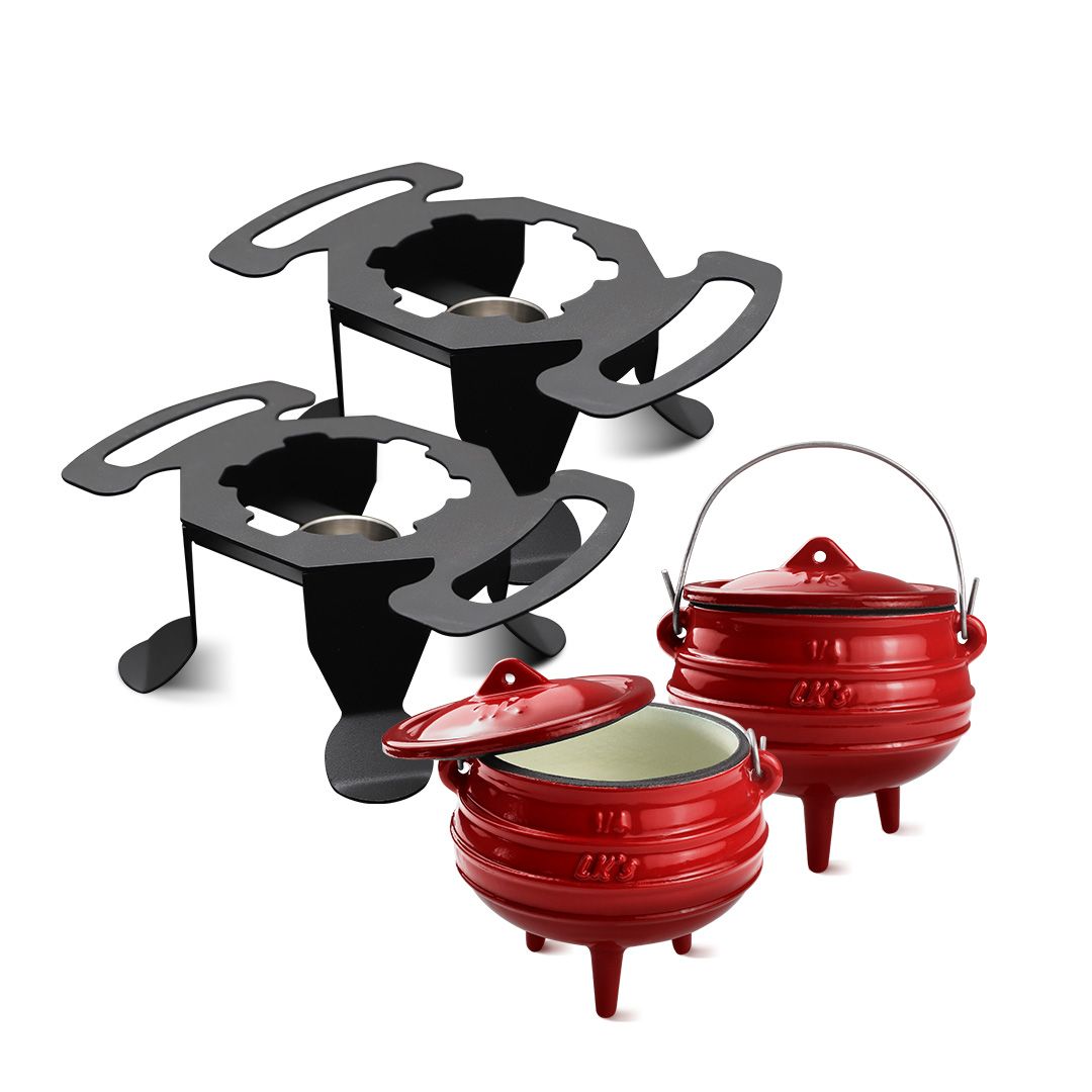 LK's Potjie Cooker #1/4 (set of 2) and Red Pot 3-Leg #1/4 (set of 2 ...