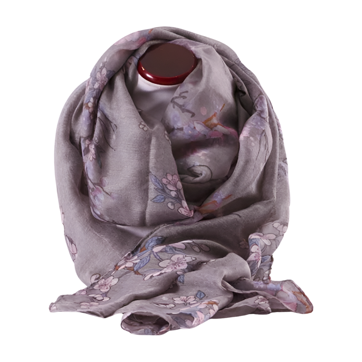 Floral-Patterned Grey Lightweight Scarf | Shop Today. Get it Tomorrow ...