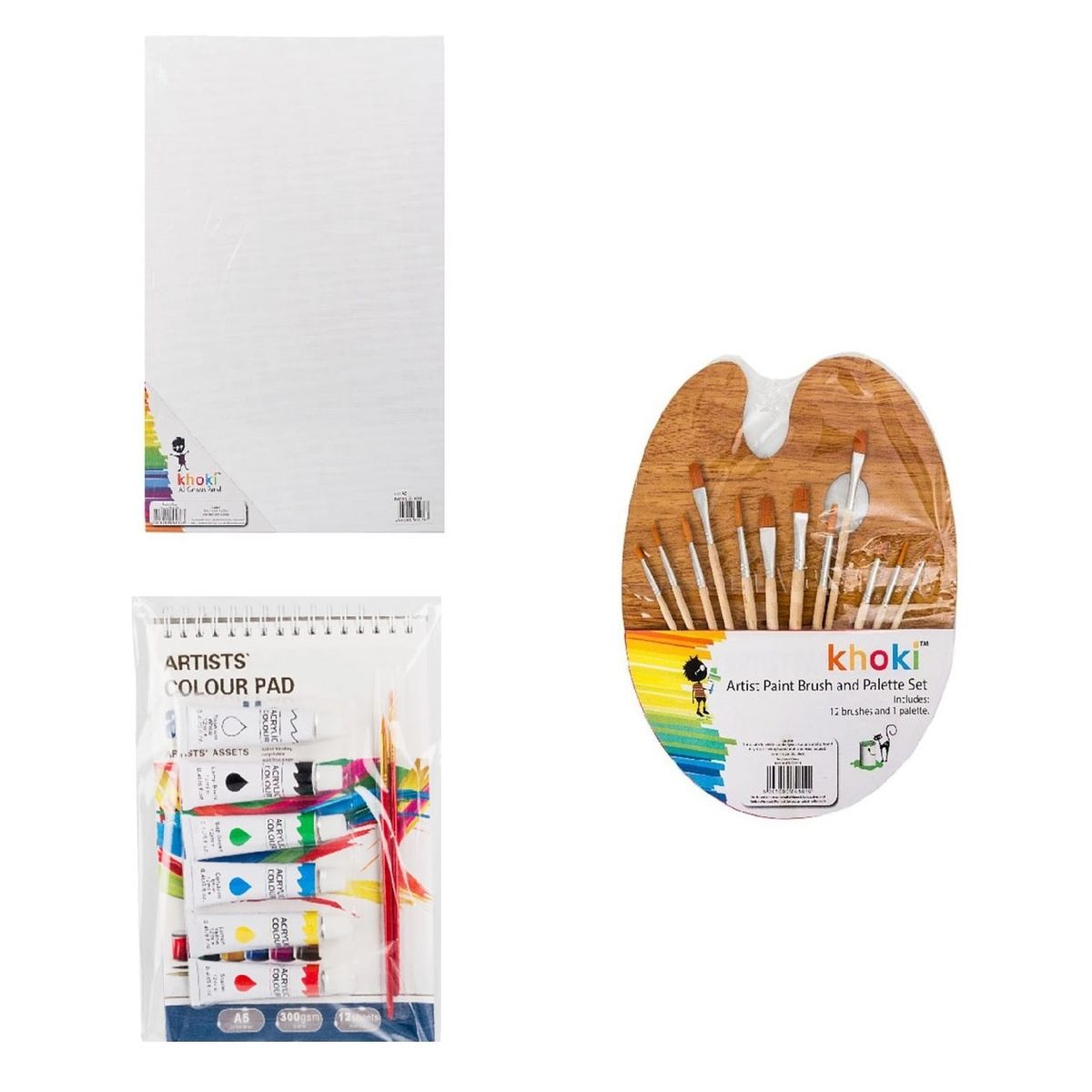 Paint Brush & Palette Set, A2 Canvas Wood Mounted & Sketch pad & Paint ...