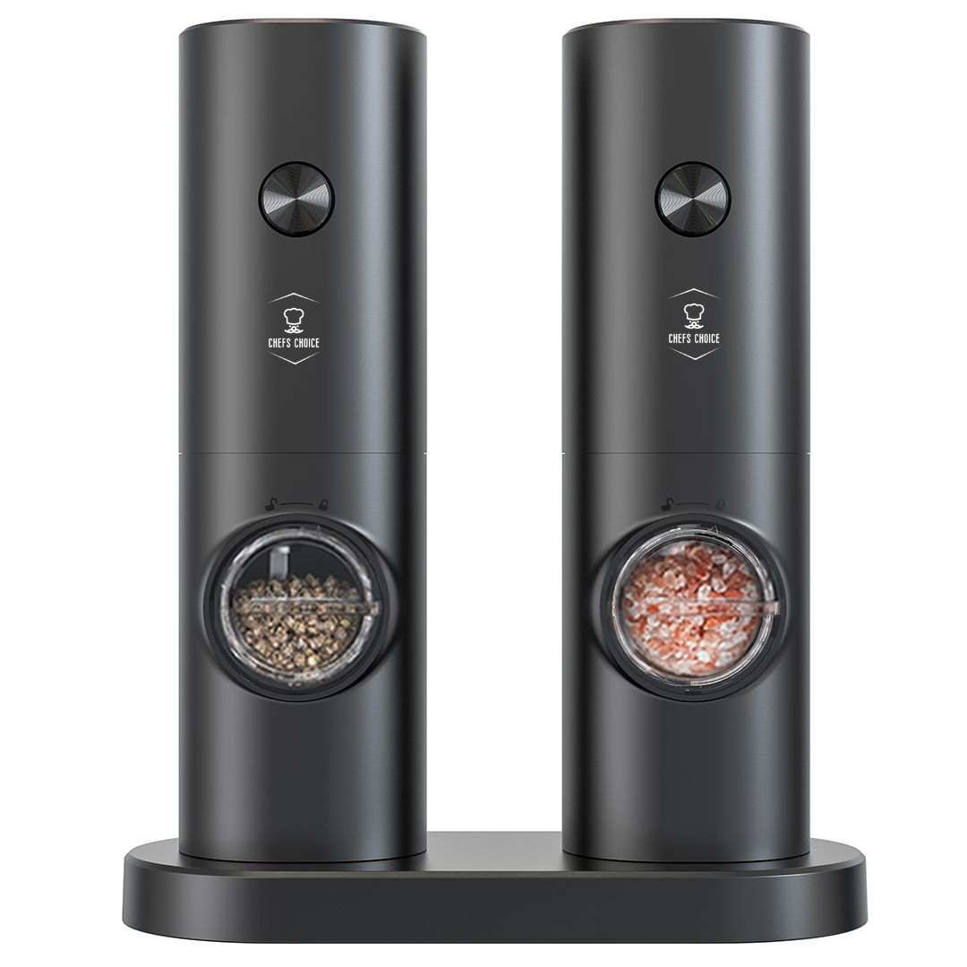 Chefs Choice LED Electric Salt & Pepper Grinder Set - 2-Pack with Stand ...