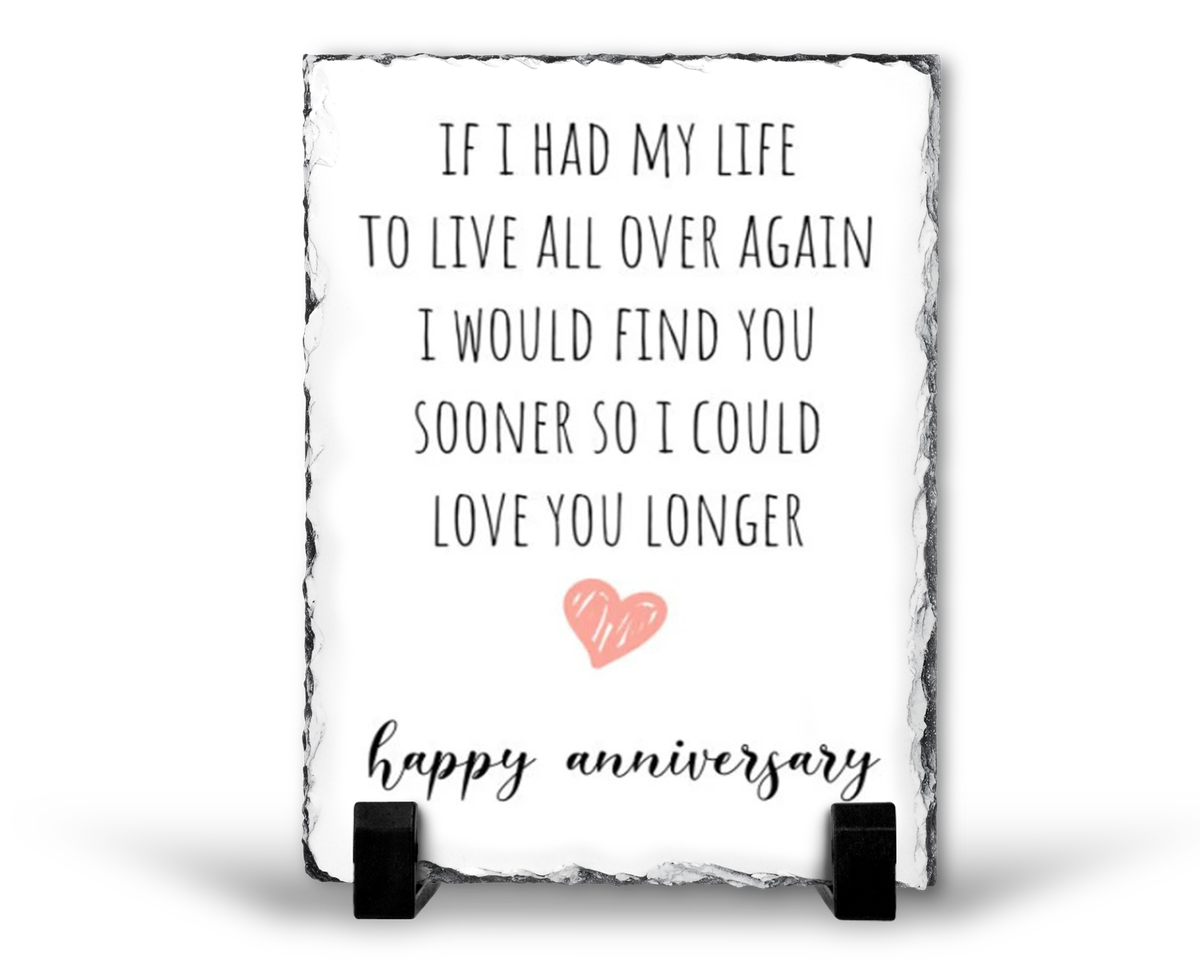 Find You Sooner Happy Anniversary Girlfriend Boyfriend Gift Rock Slate ...