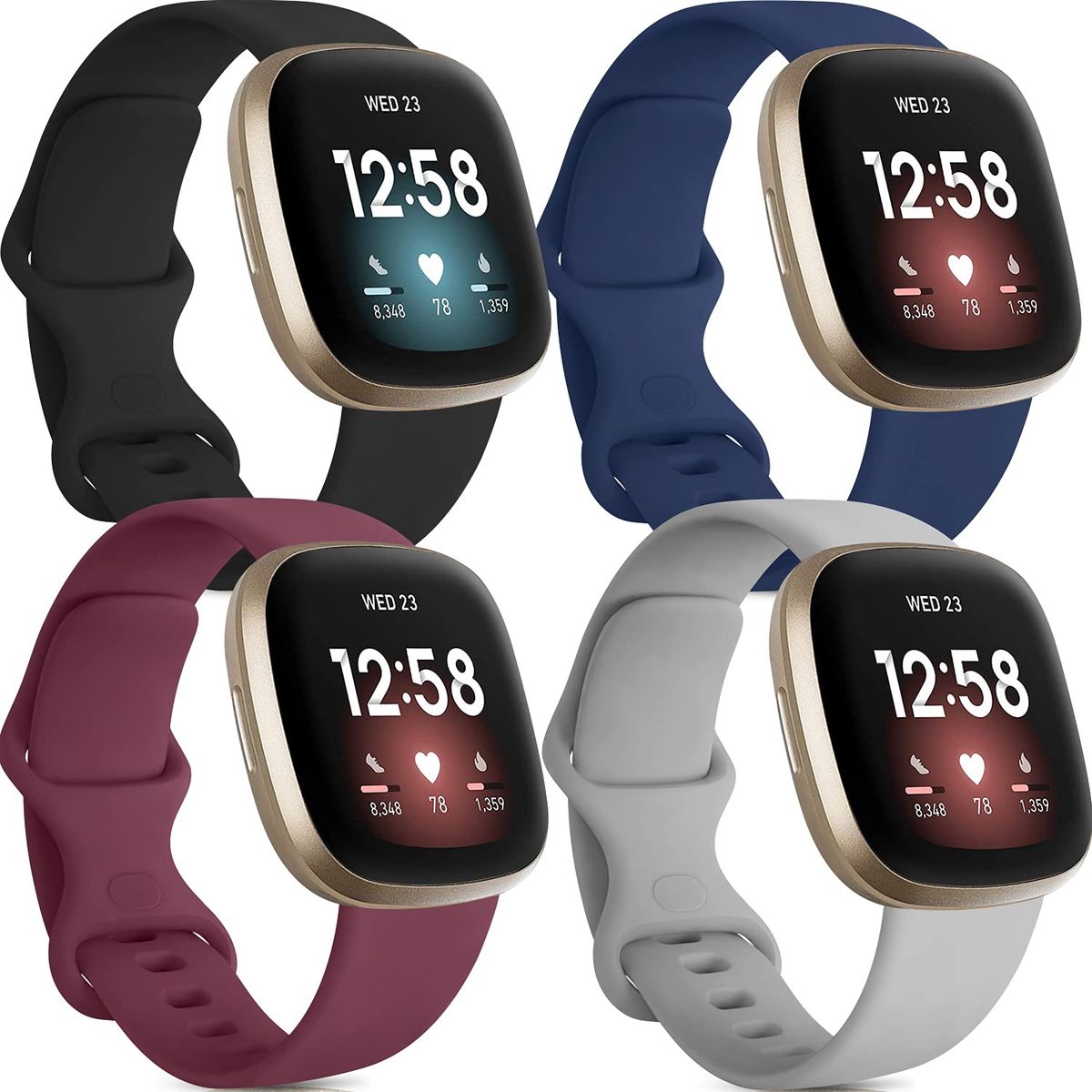 4 PACK Bands compatible with Fitbit Versa 4/ Versa 3/Sense 2/Sense Band ...