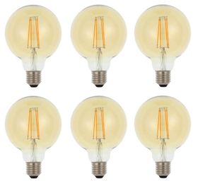 Hello Today E27 LED Filament Bulb G95 4W - 6 Pack Warm White Globe ...