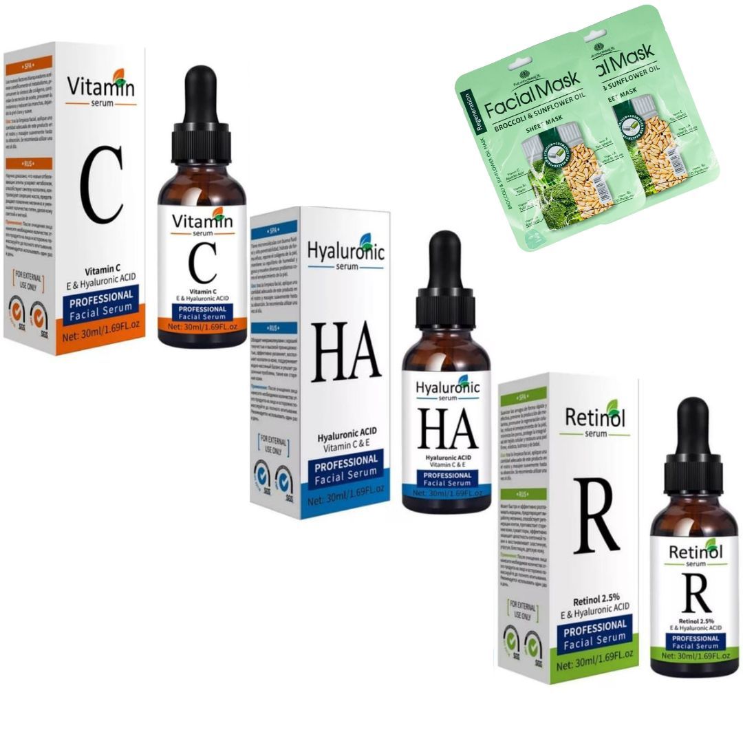 Anti-Aging Face Serums-Vitamin C, Hyaluronic Acid, Retinol C, Masks ...