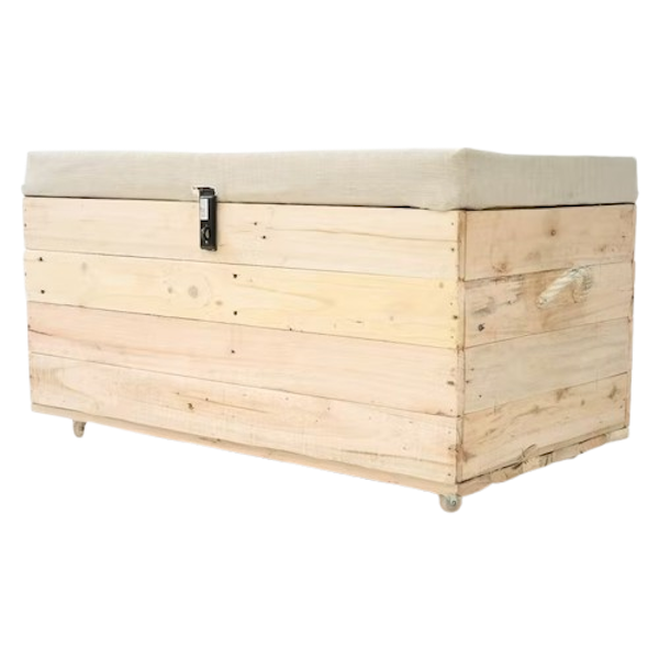 Pallet Wooden Storage Trunk /Kist Large -Cushion Toy Box:Ottoman Chest ...