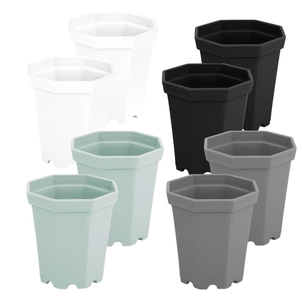 Garden Decor Modern Plastic Octagon Flower Pot Plant (10cm) - Set of 8 ...