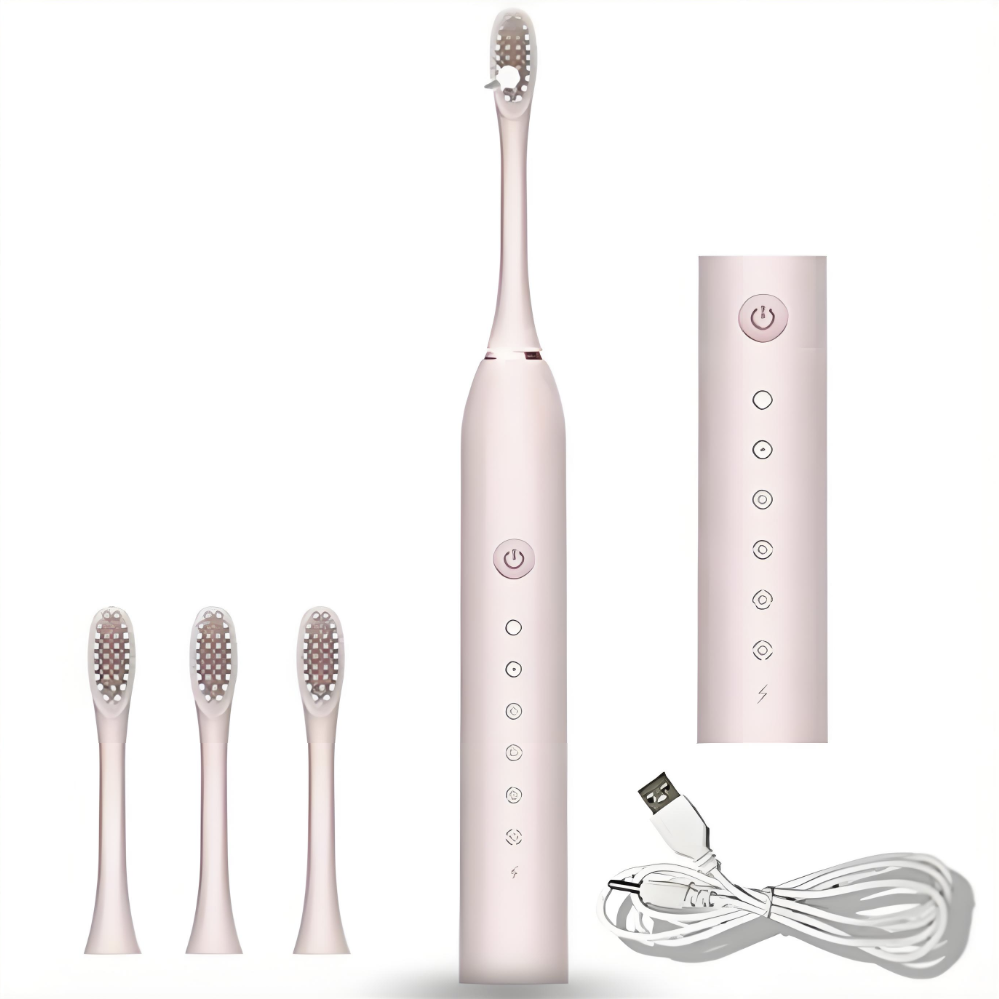 6-Speed USB Rechargeable Ultrasonic Toothbrush Waterproof Pink | Shop ...